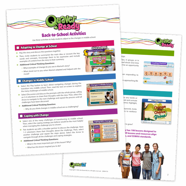 Ready Middle School – Back-to-School Activities – QuaverEd